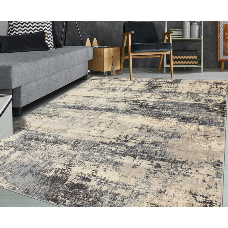 17 Stories Kelson Power Loom Performance Ivory/Grey Rug & Reviews | Wayfair