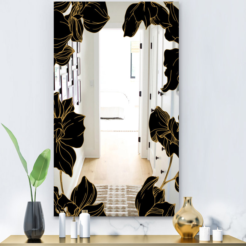 East Urban Home Botanical Obsidian Floral Glam Frameless Bathroom ...