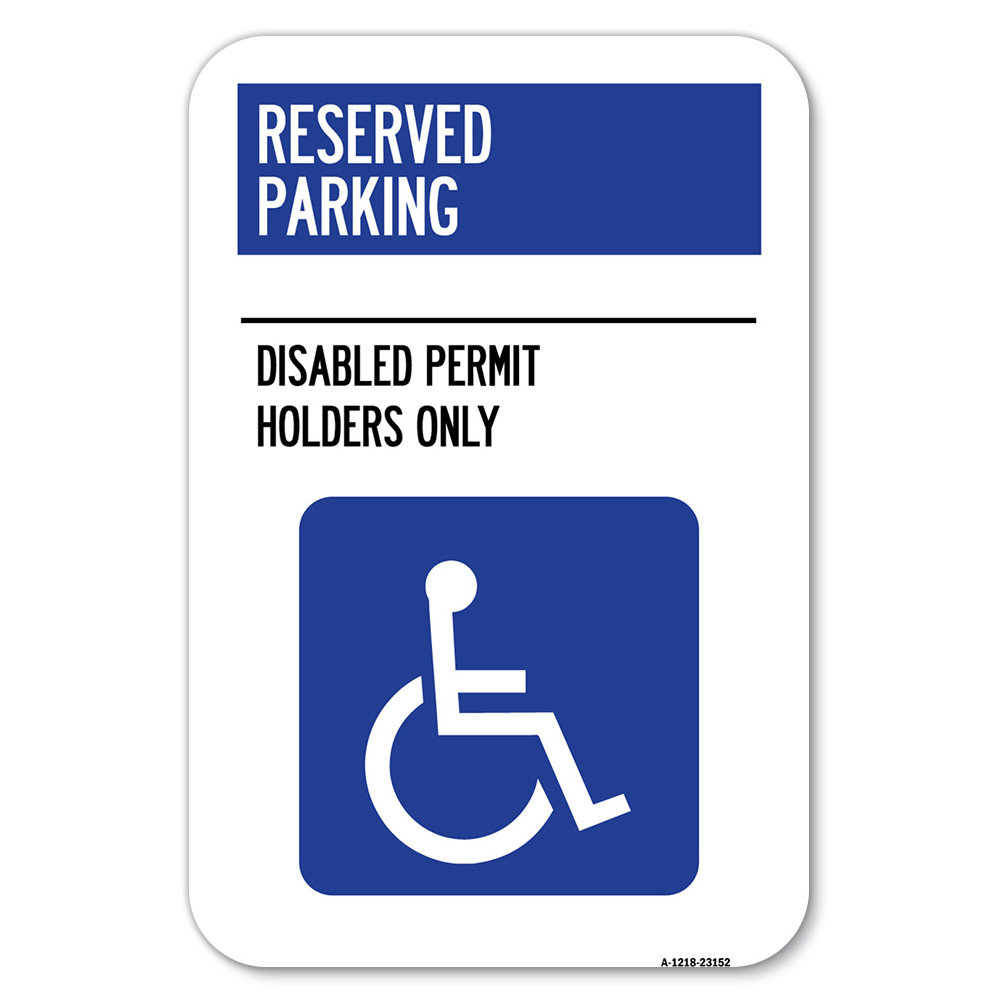 SignMission Reserved Parking - Disabled Permit Holders Only (With ...