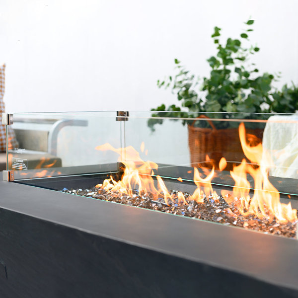 Elementi Plus Rectangular Fire Pit Flame Guard (Glass) | Wayfair