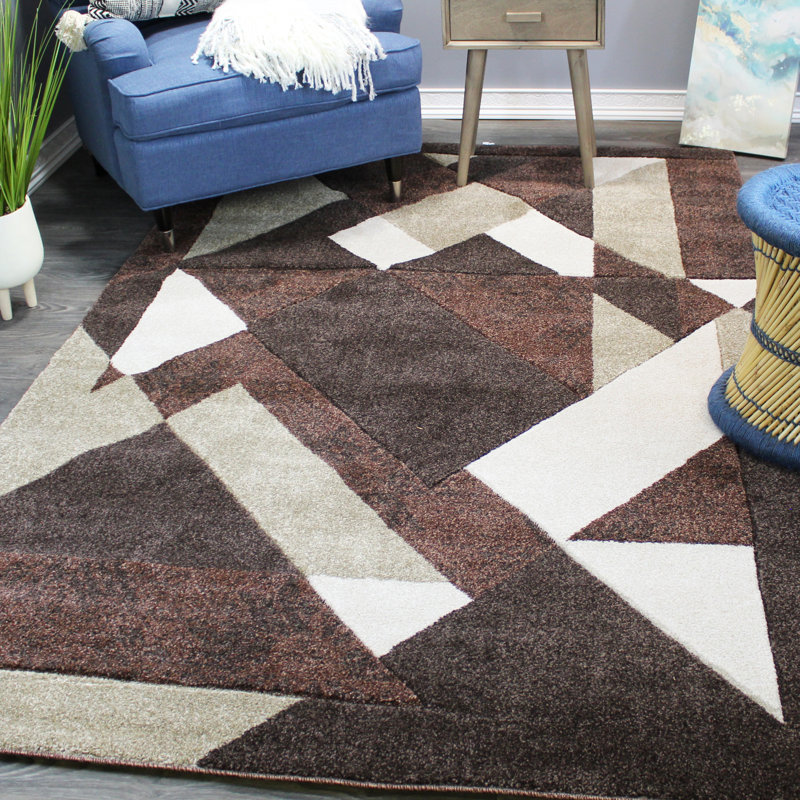 Orren Ellis Dura Geometric Chocolate/Brown Area Rug | Wayfair