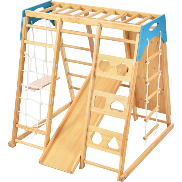 Ikkle Wooden Kids Toddlers Playground Set, 8-In-1 Kids Slide Climber ...