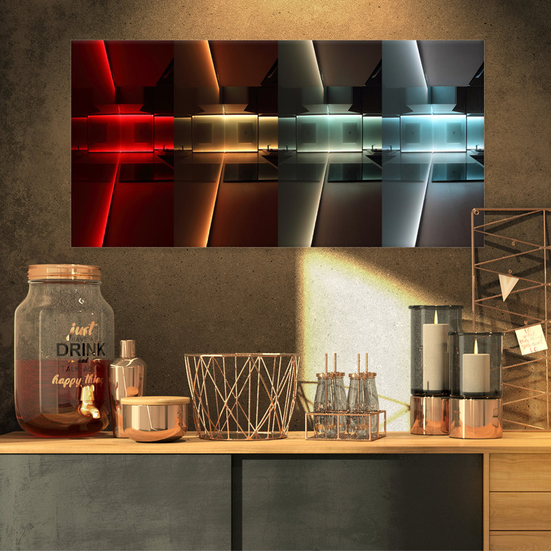 DesignArt 'Kitchen with LED Lighting' Graphic Art on Wrapped Canvas ...