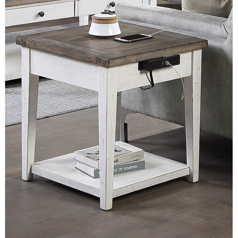 Sand & Stable Emmalyn 24'' Tall End Table with Storage and Built-In ...