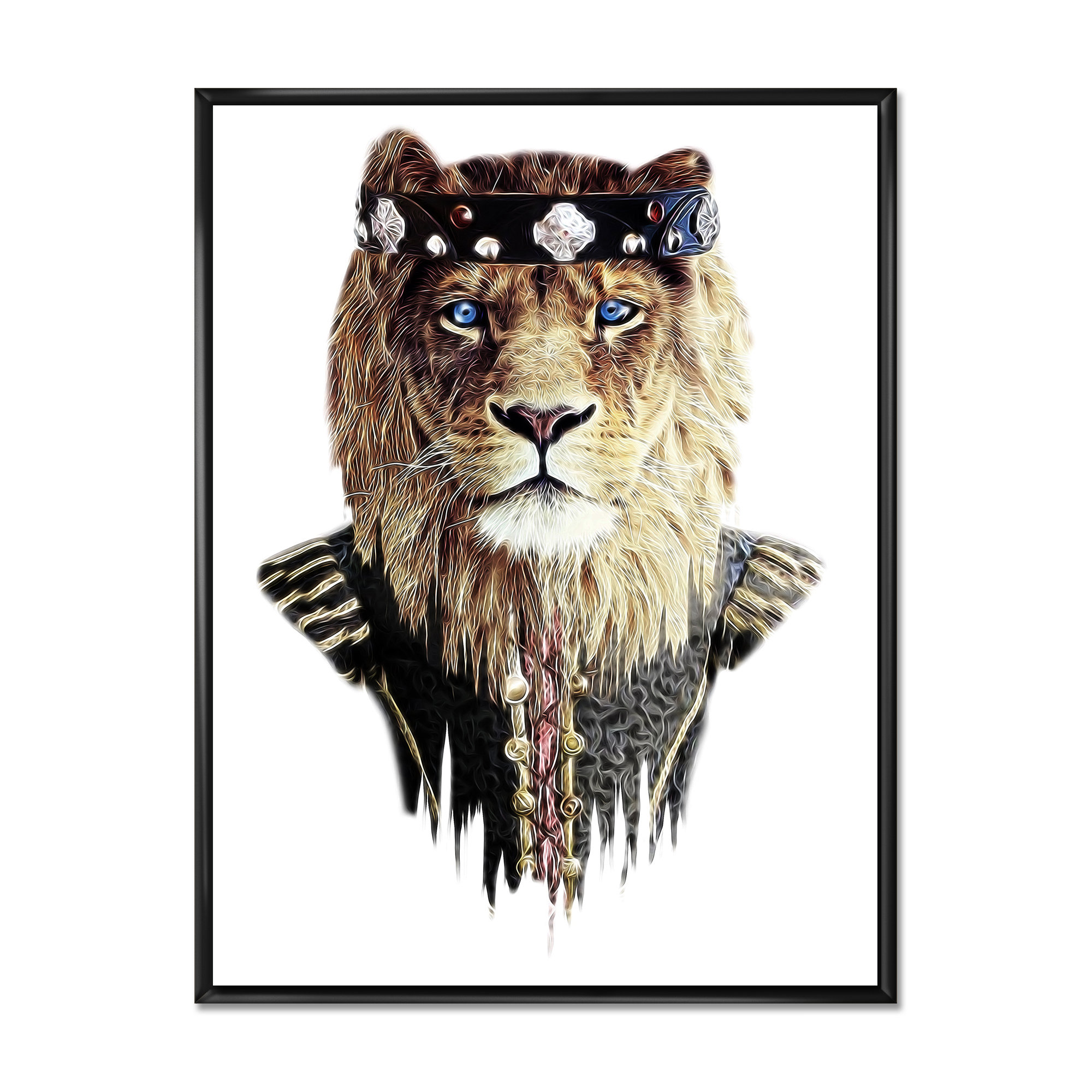 Trinx Hipster Lion King Head Hipster Lion King Head - Floater Frame on ...
