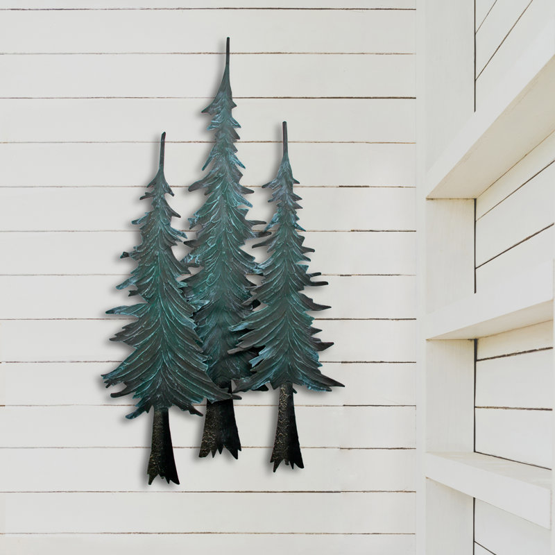 Millwood Pines Pine Trees 3 Metal Wall Décor & Reviews | Wayfair