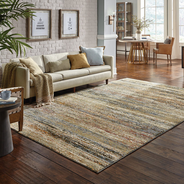 Winston Porter Bobby Power Loom Performance Gold/ Green Rug & Reviews ...
