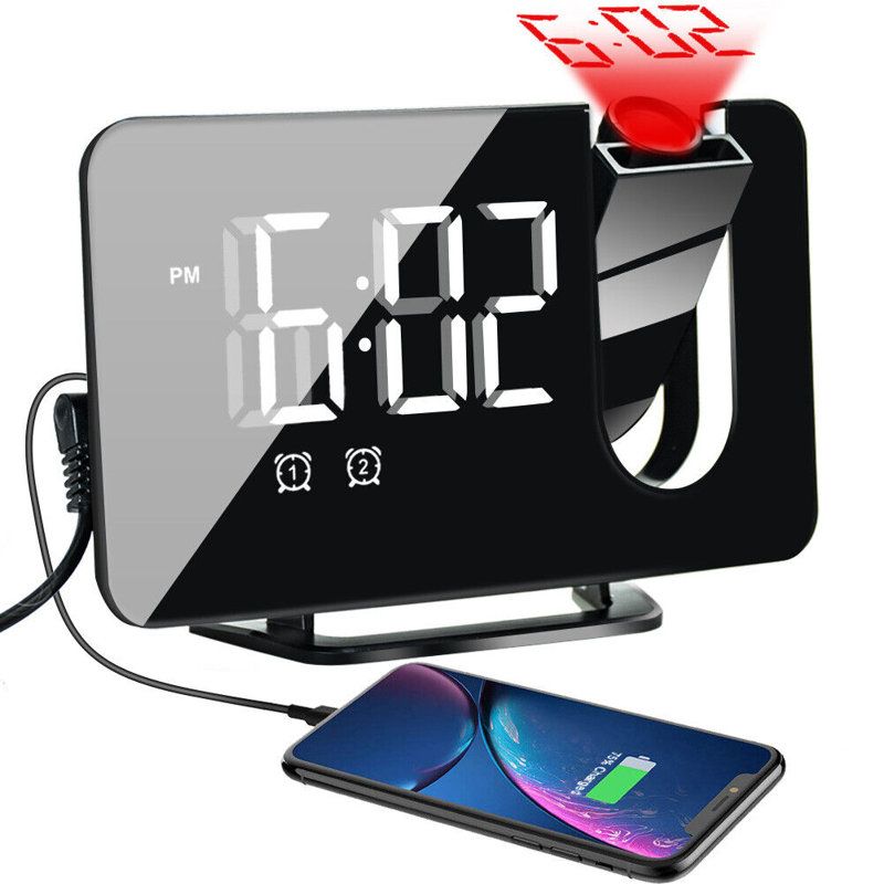 Orren Ellis Digital Electric Tabletop Clock in Black | Wayfair