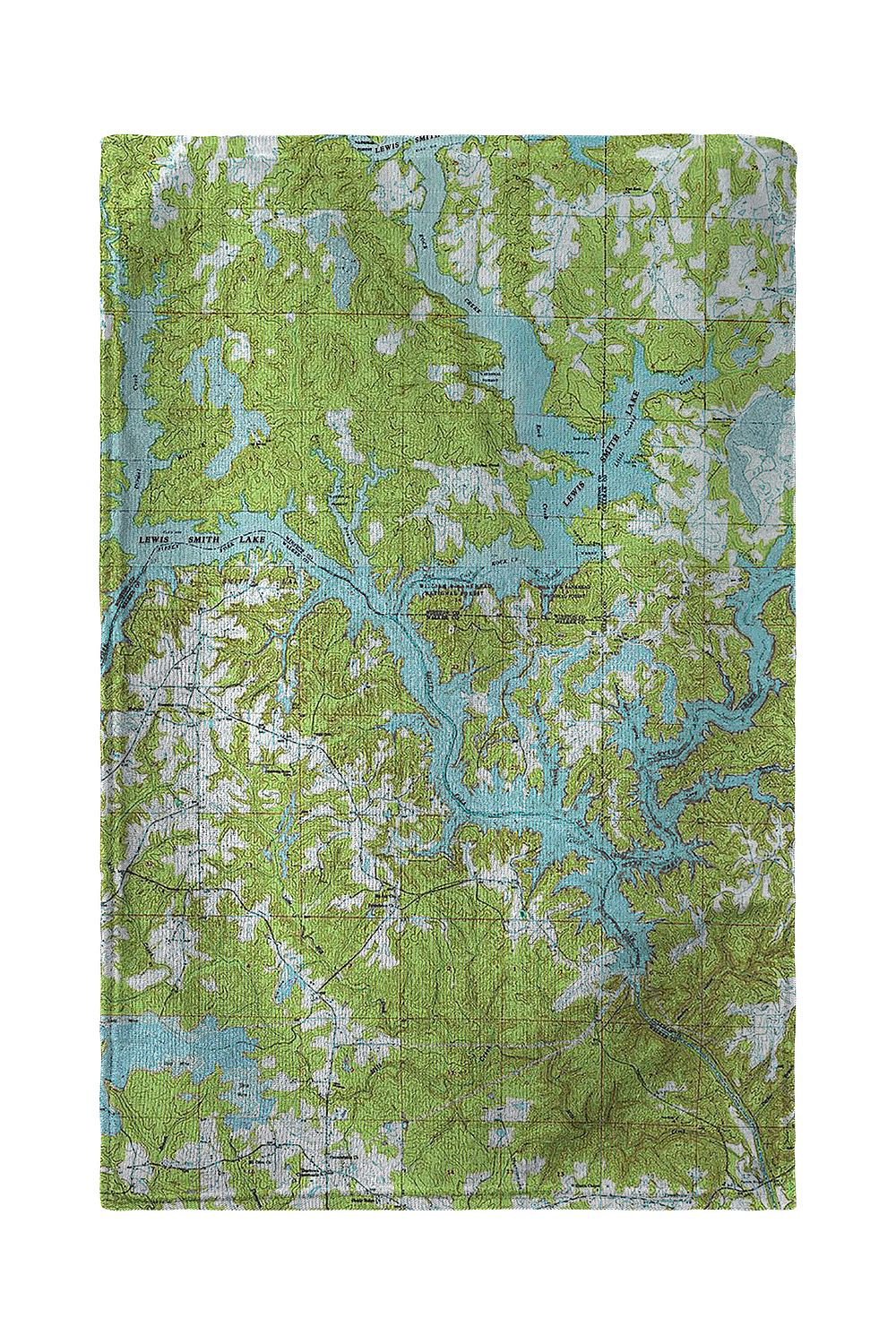 Breakwater Bay Lewis Smith Lake, AL Nautical Map Tea Towel | Wayfair