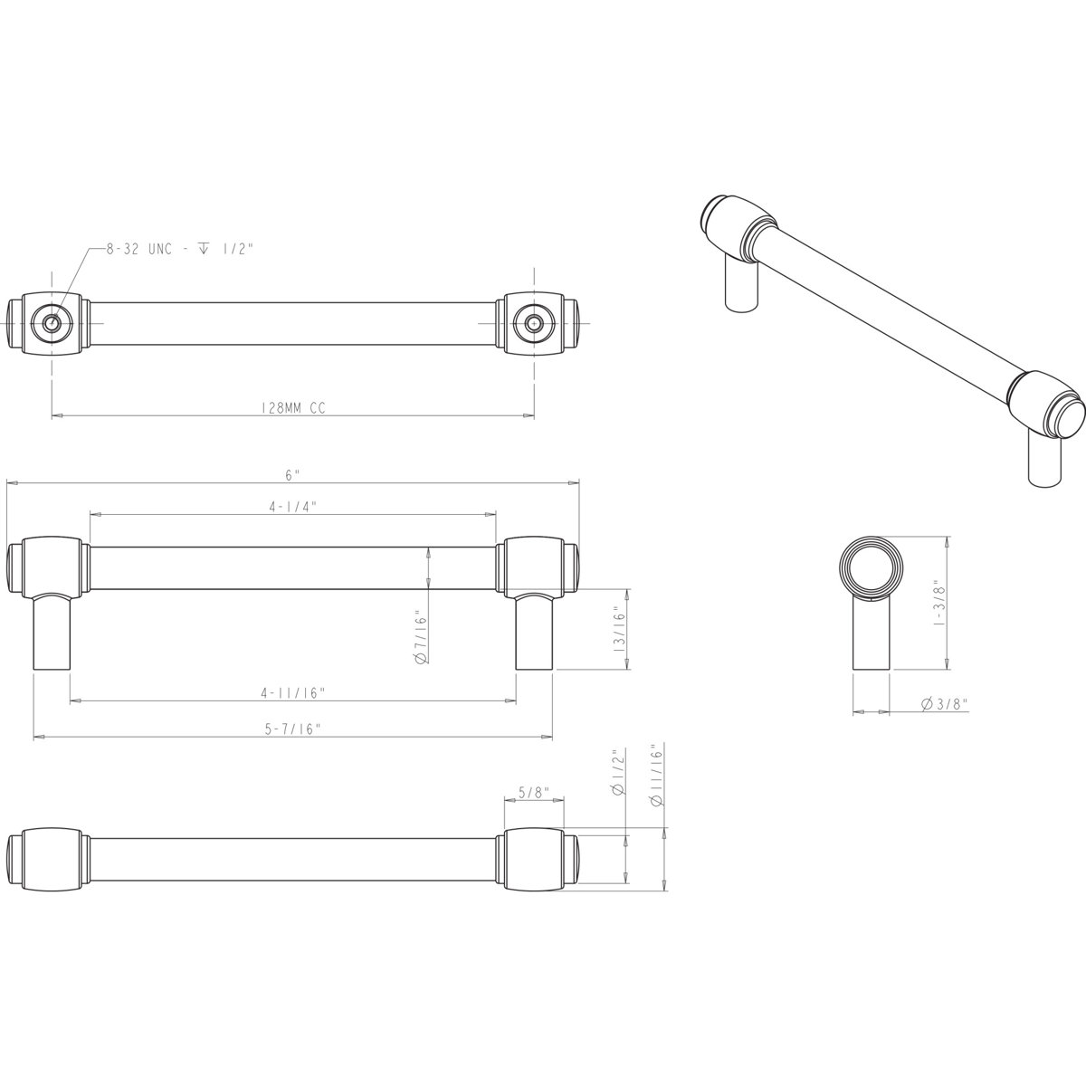 Jeffrey Alexander 128 Mm Center-To-Center Satin Bronze Carmen Cabinet ...