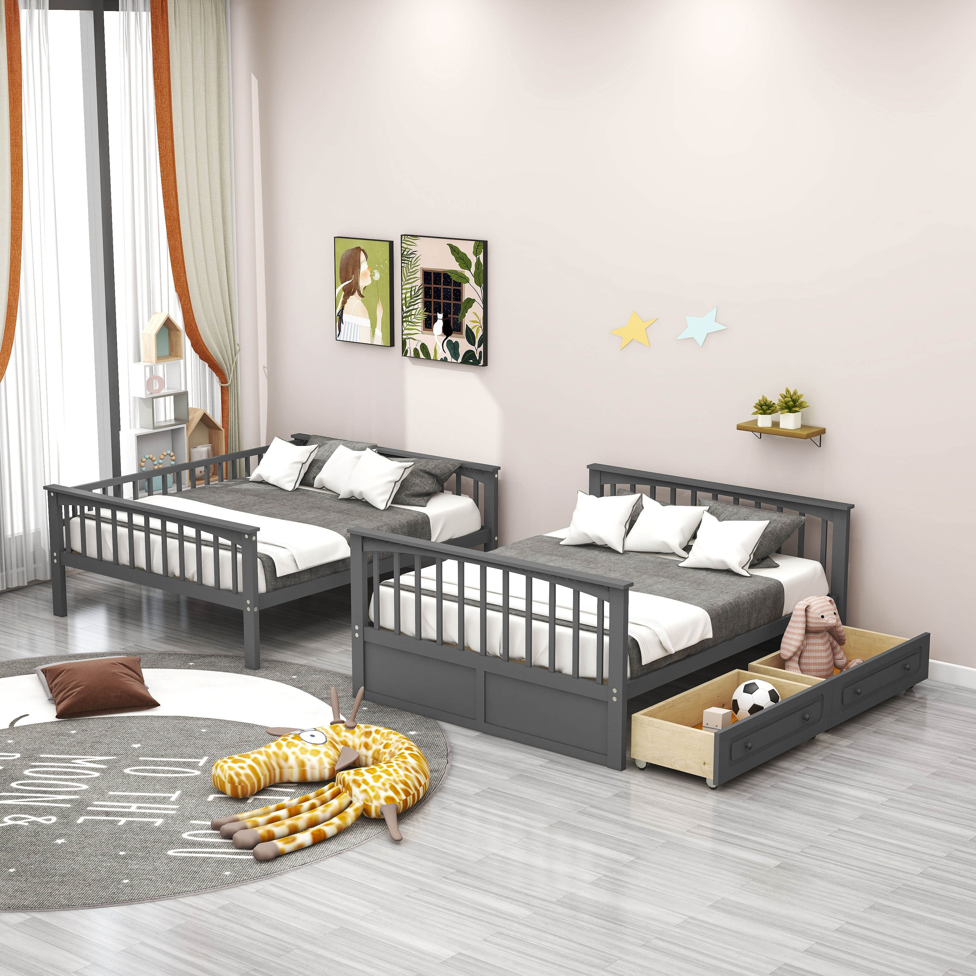 Harriet Bee Ezai Full Over Full 2 Drawers Standard Bunk Bed by Harriet ...
