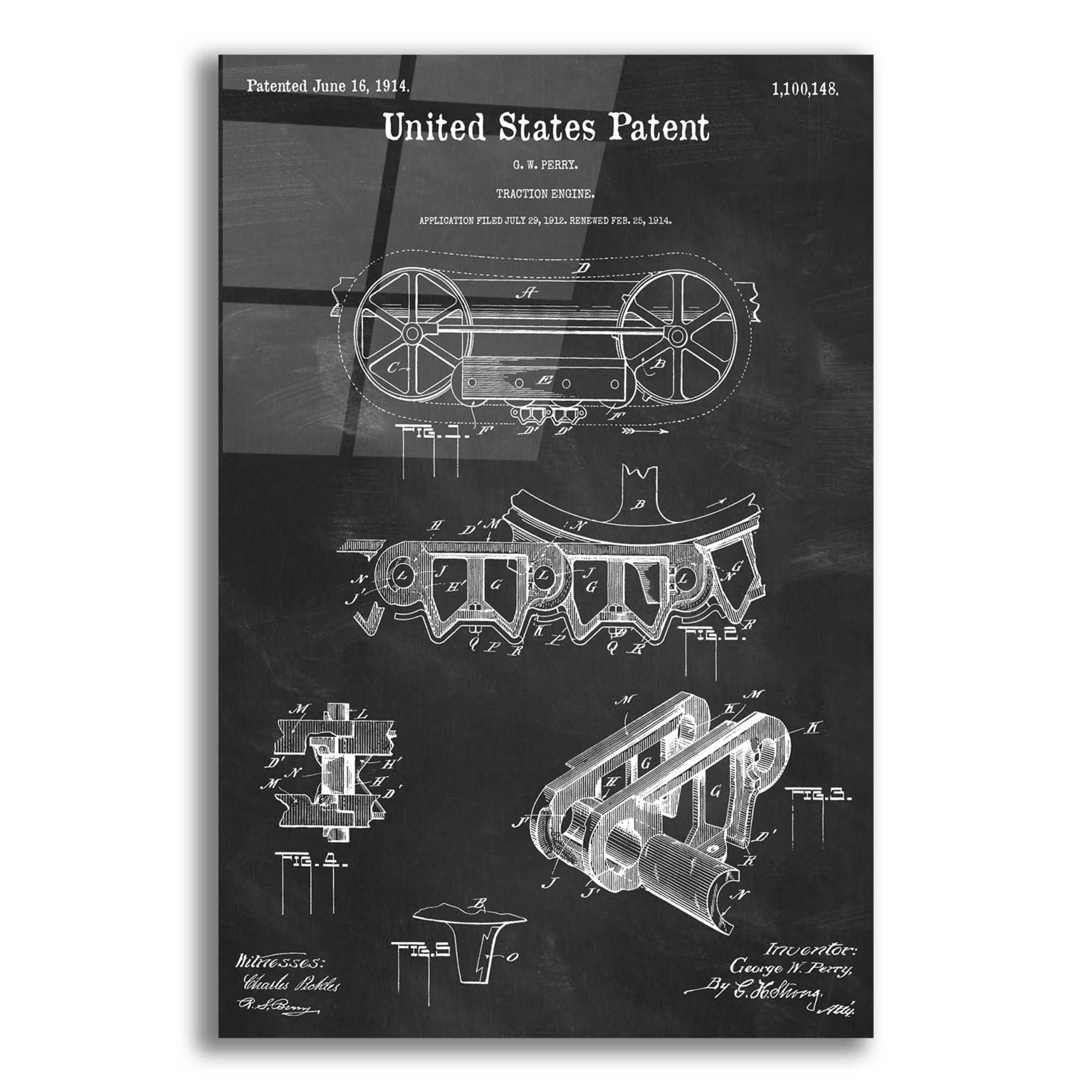 17 Stories Traction Engine Blueprint Patent Chalkboard - Graphic Art on ...