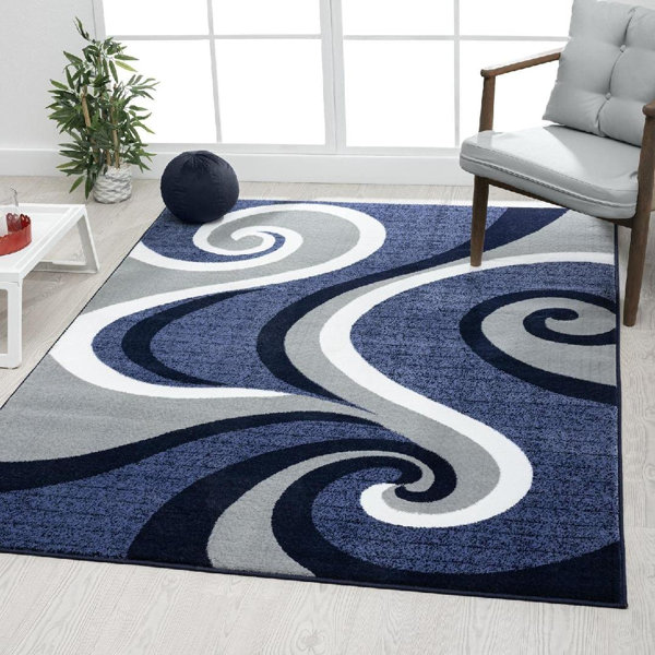 Orren Ellis Derilien Machine Tufted Blue/Gray Indoor/Outdoor Rug | Wayfair