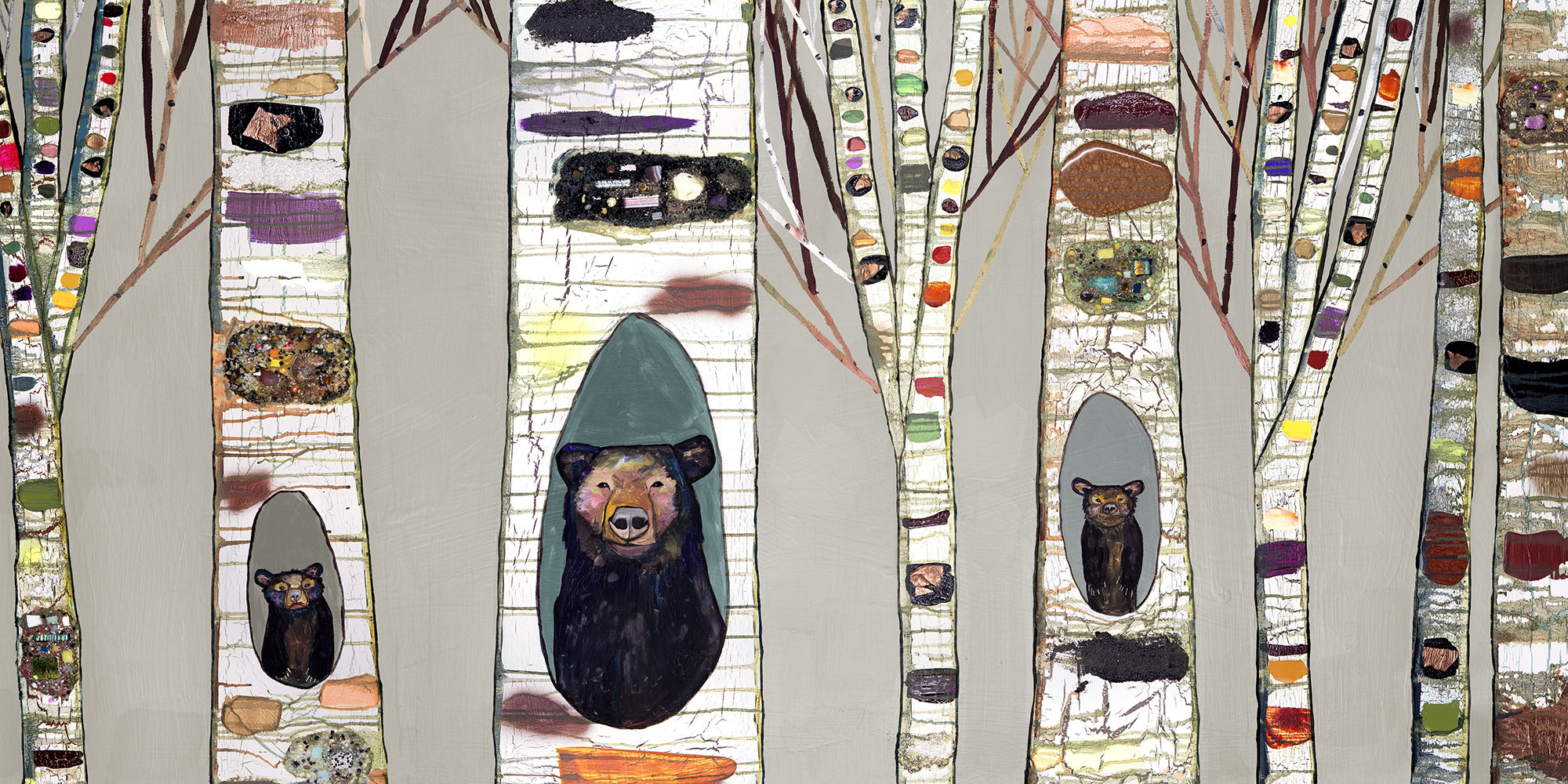 Millwood Pines Black Bear Birch Tree Forest Neutral by Eli Halpin ...