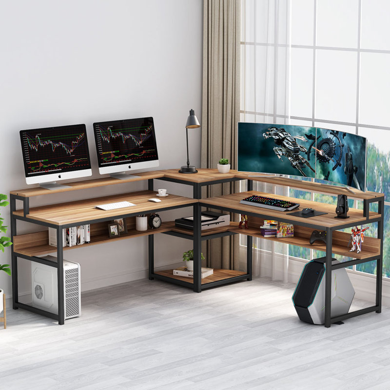 17 Stories L-Shaped Computer Desk With Storage Shelves | Wayfair.ca