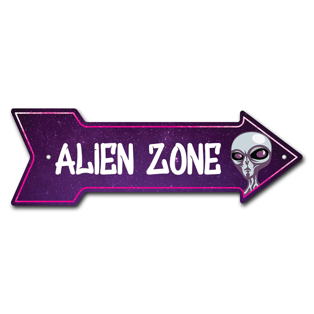 SignMission Alien Zone Arrow Removable Decal Funny Home Décor 24" Wide ...
