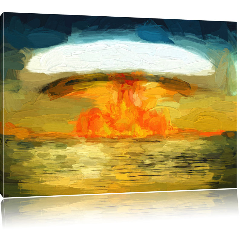 East Urban Home Atomic Bomb Art Print on Canvas in Green/Yellow ...