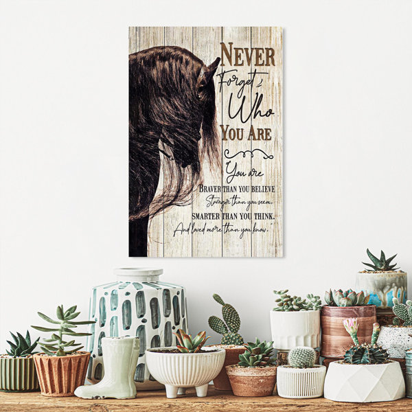 Union Rustic Never Forget Who You Are Horse - Wrapped Canvas Graphic ...