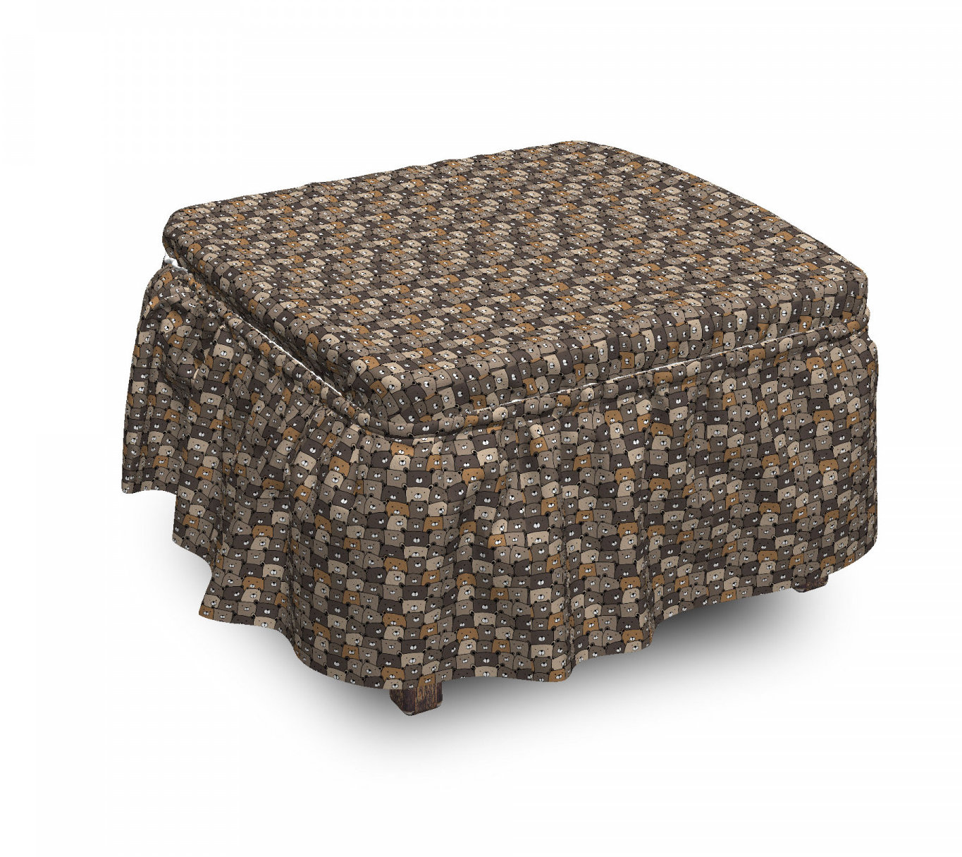 East Urban Home Earth Tones Cartoon Bears Ottoman Slipcover | Wayfair