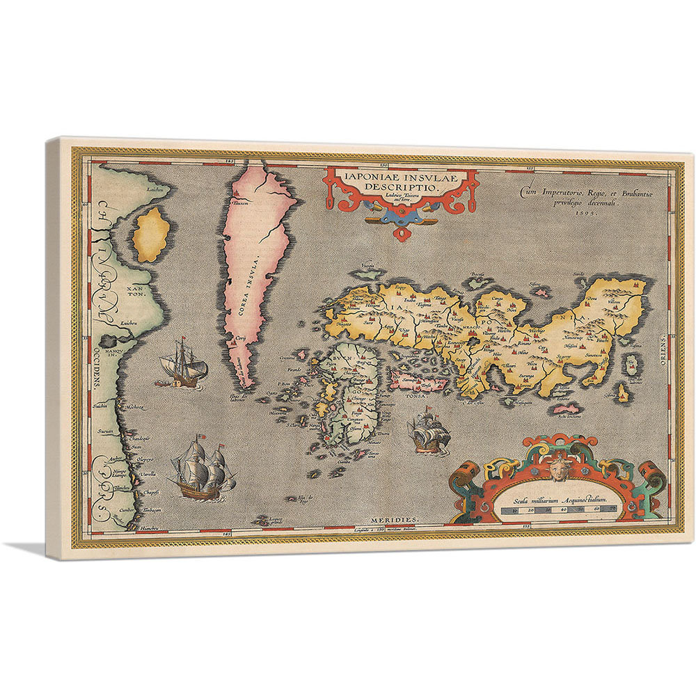 ARTCANVAS Map Of Japan And Korea 1592 (2) by Abraham Ortelius - Wrapped ...