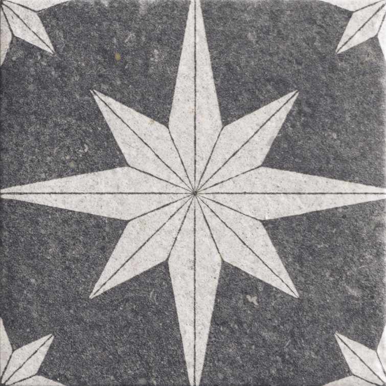 The Bella Collection Tulum Compass 8" x 8" Patterned Wall & Floor Tile ...