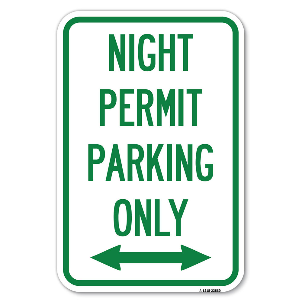 SignMission Night Permit Parking Only (With Bi-Directional Arrow)/23860 ...
