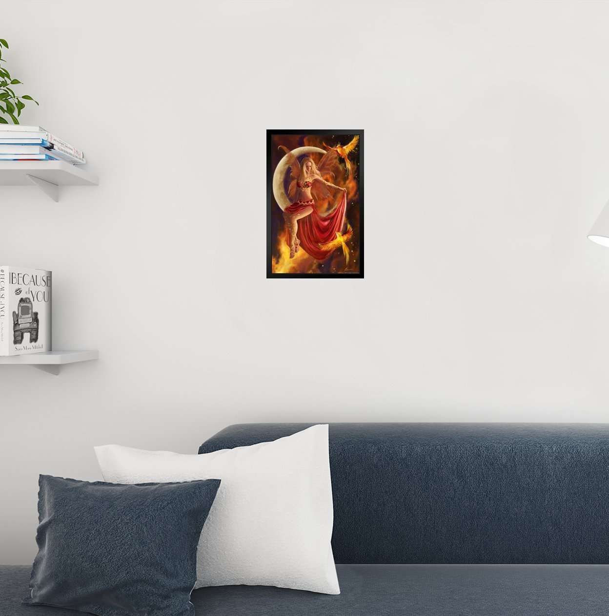 Trinx Fire Moon By Nene Thomas Black Wood Framed Art Poster 14X20 ...