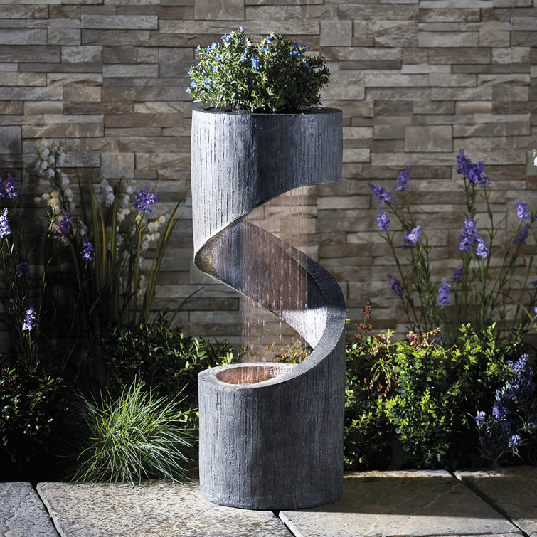 Dakota Fields Scotsdale Resin Spiral Rainfall Water Feature with Light ...