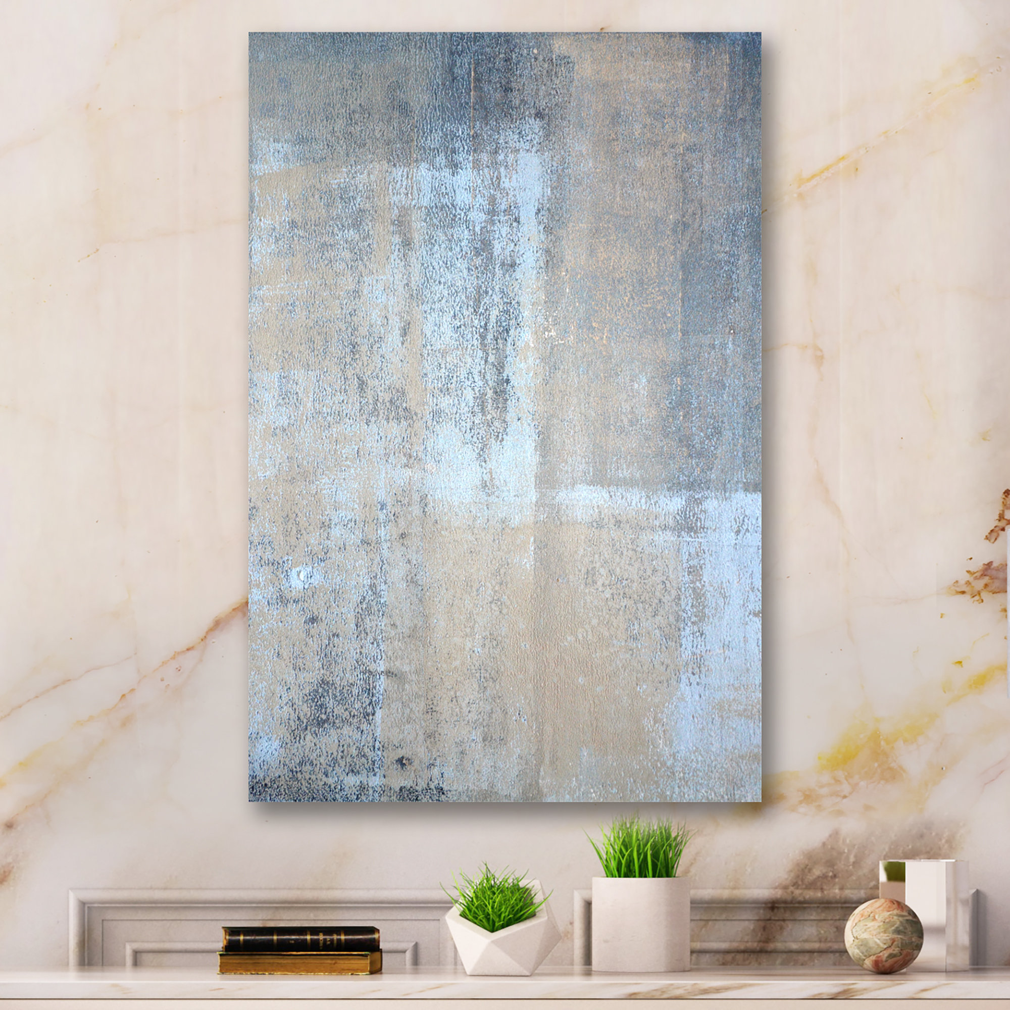 17 Stories Grey And Blue Modern Art II 2PT47734 | Wayfair