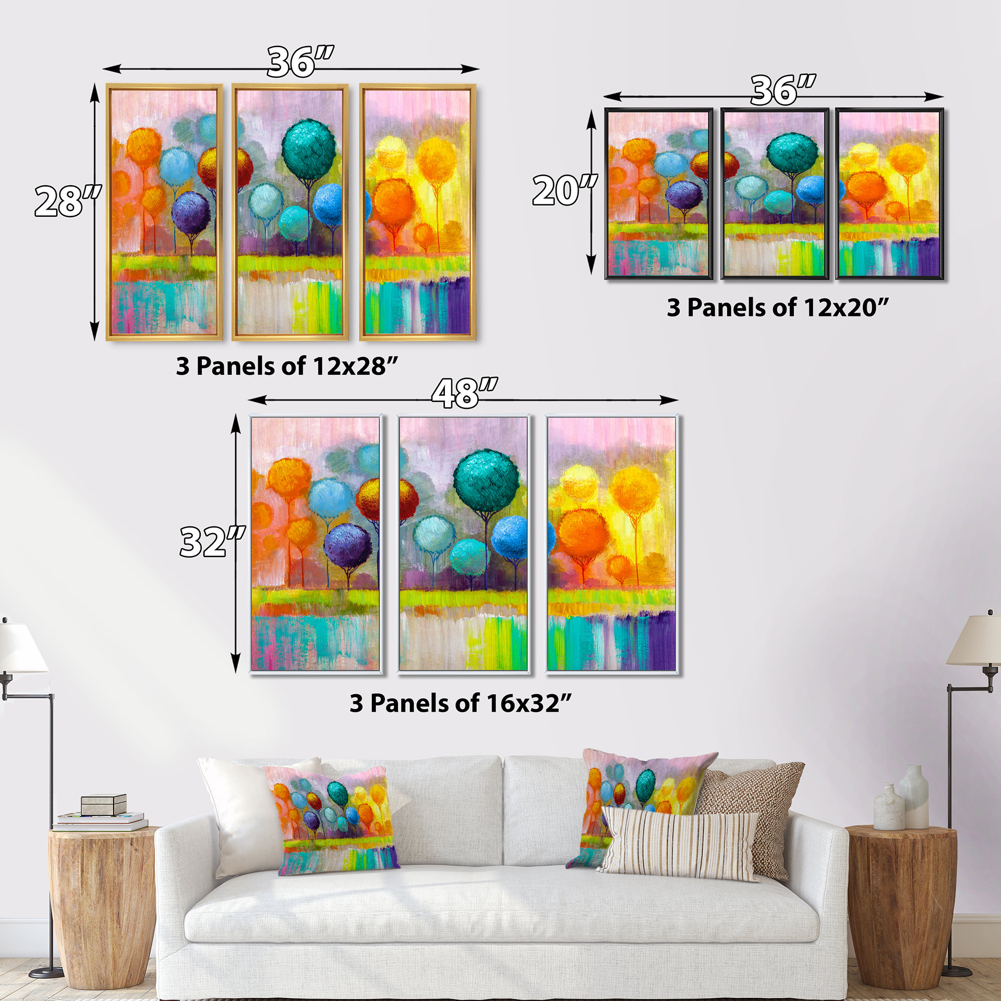 Winston Porter Colorful Trees Reflected In Water - 3 Piece on | Wayfair