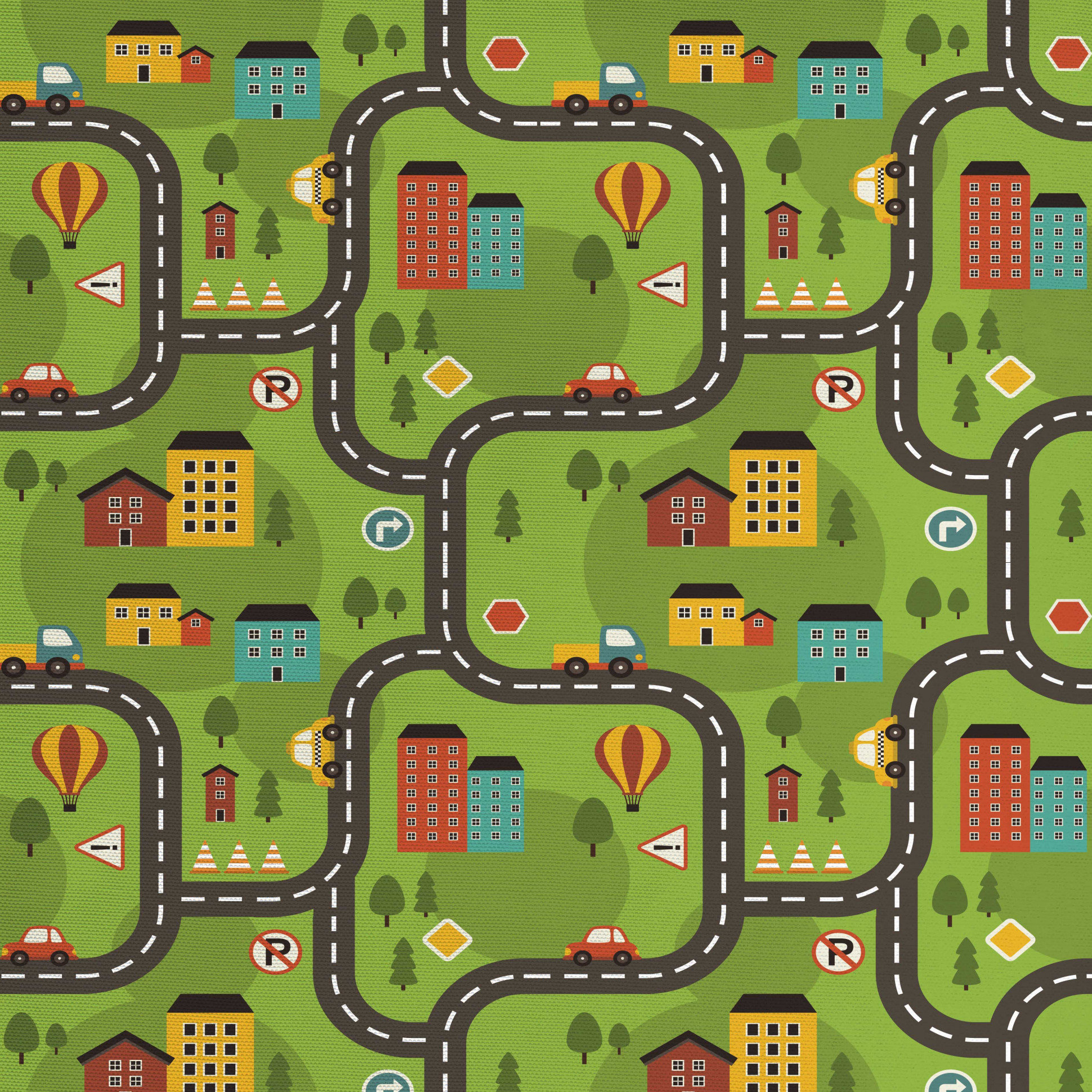 East Urban Home Car Race Track Fabric | Wayfair