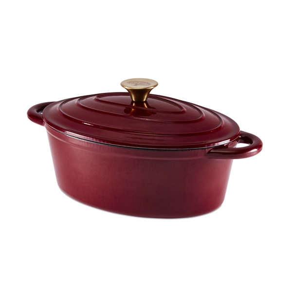 Tower BO800252BLU Barbary & Oak Oval Cast Iron Casserole Pan with ...