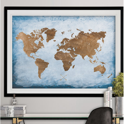 Wrought Studio Washy World Map - Single Picture Frame Print | Wayfair