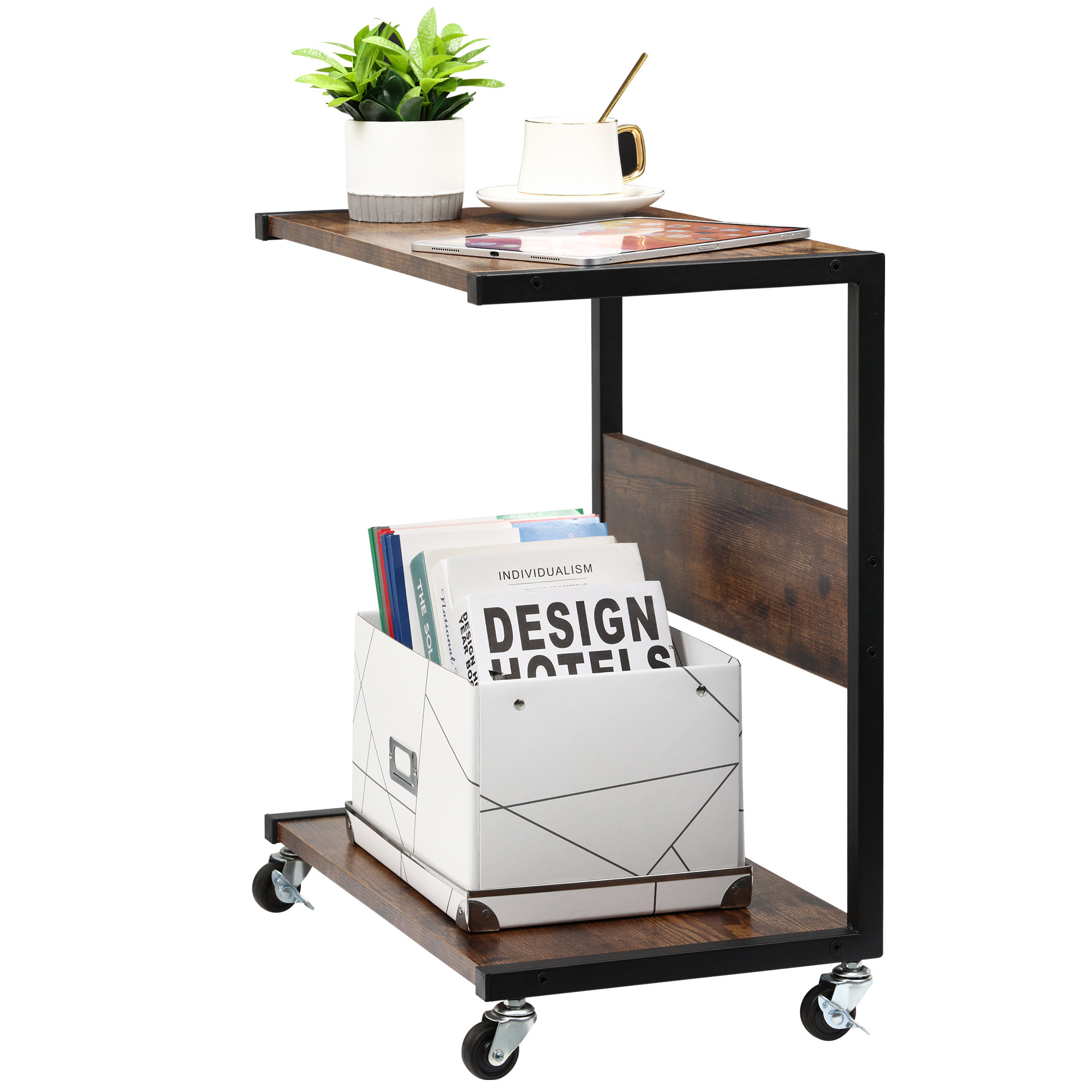 17 Stories Savian 22'' Tall Wheel End Table | Wayfair