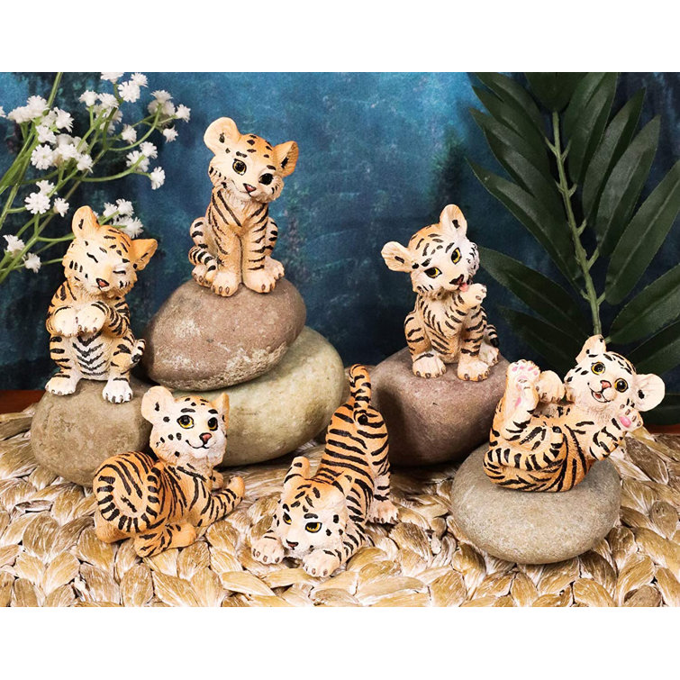 Trinx Ebros Miniature Whimsical Jungle Playful Bengal Orange Tiger Cubs ...