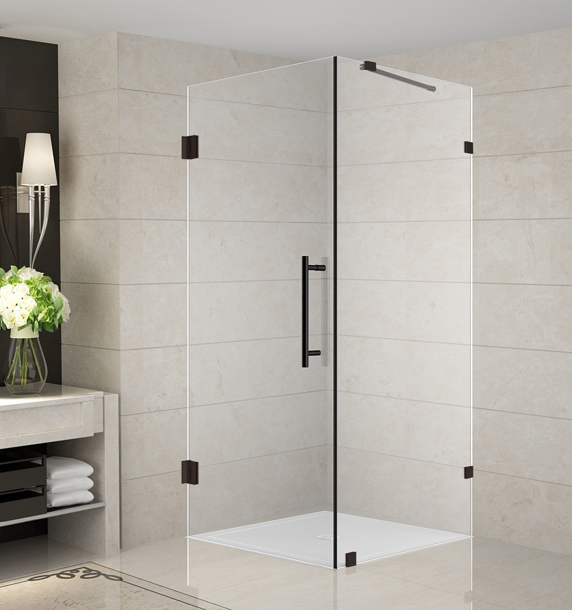 Aston Aquadica Frameless 30" x 72" Square Hinged Shower Enclosure | Wayfair