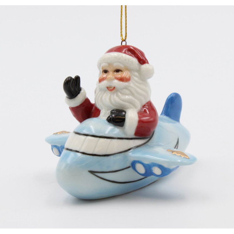 The Holiday Aisle® Santa Driving a Jet Airplane Hanging Figurine ...