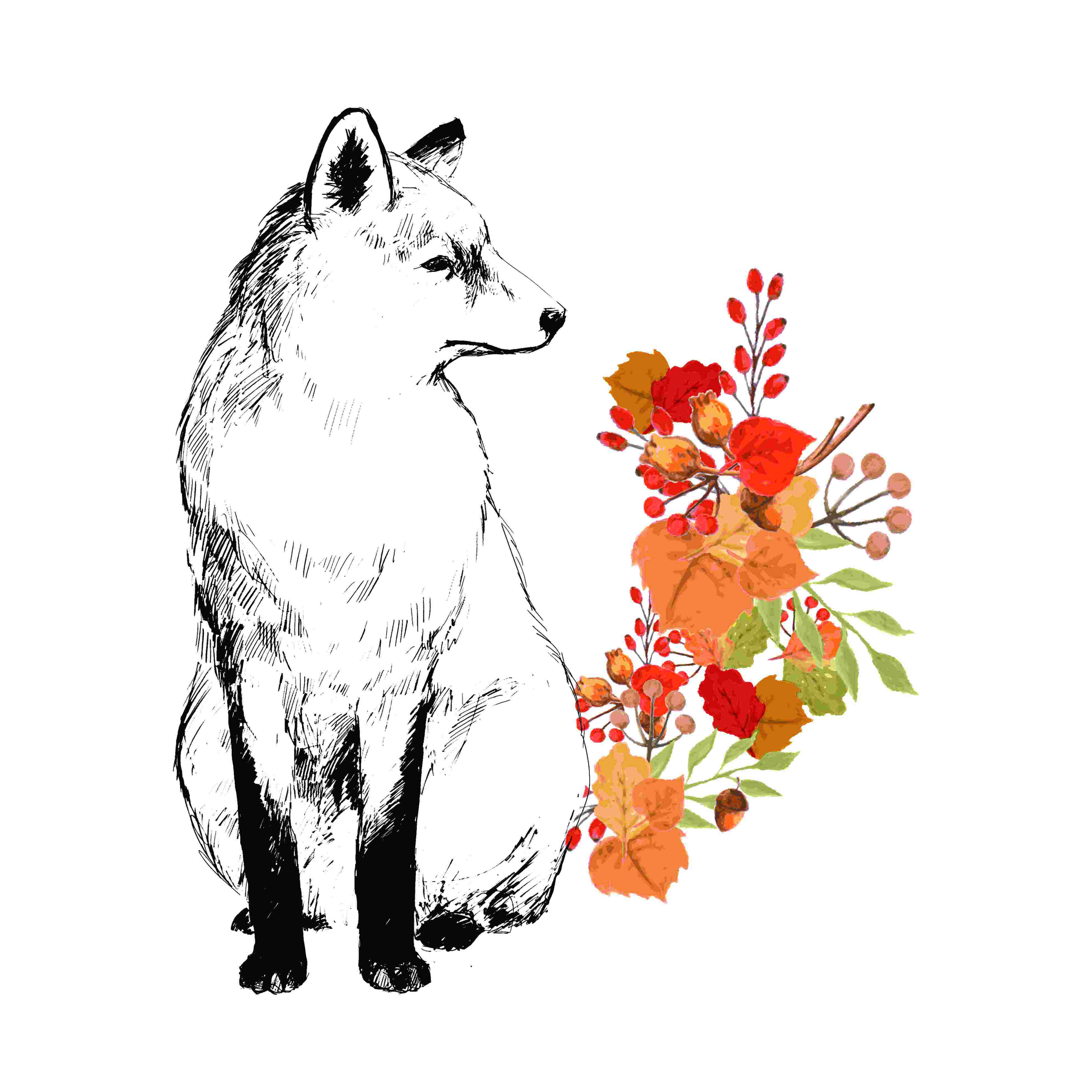 Millwood Pines Sitting Leaf Fox - Wrapped Canvas Print | Wayfair