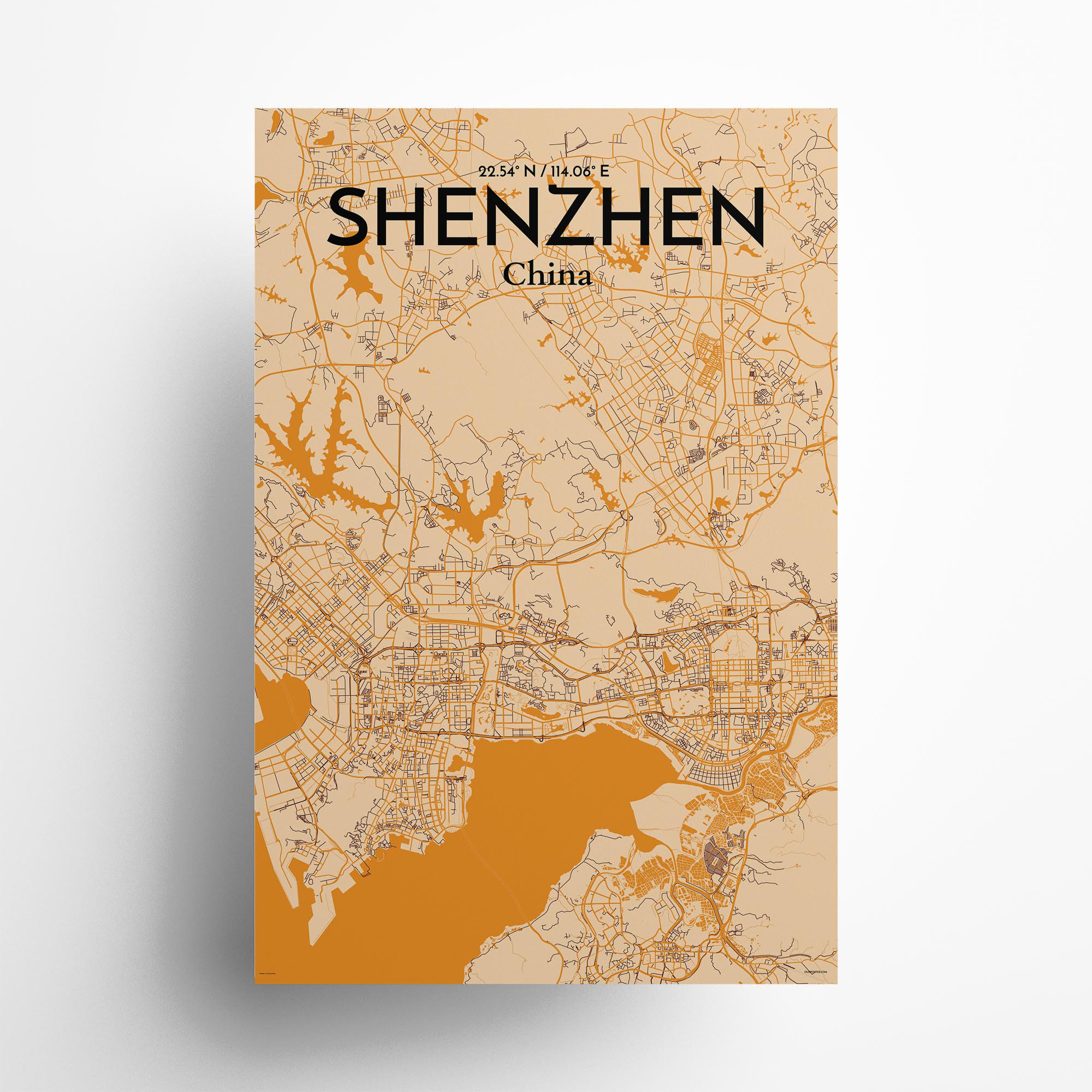 17 Stories China City Map Posters Shenzhen China|中國 City Map - Unframed ...