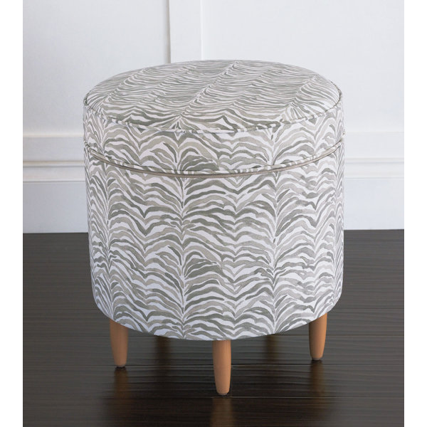 Eastern Accents Amara 21'' Wide Round Animal Print Storage Ottoman with ...