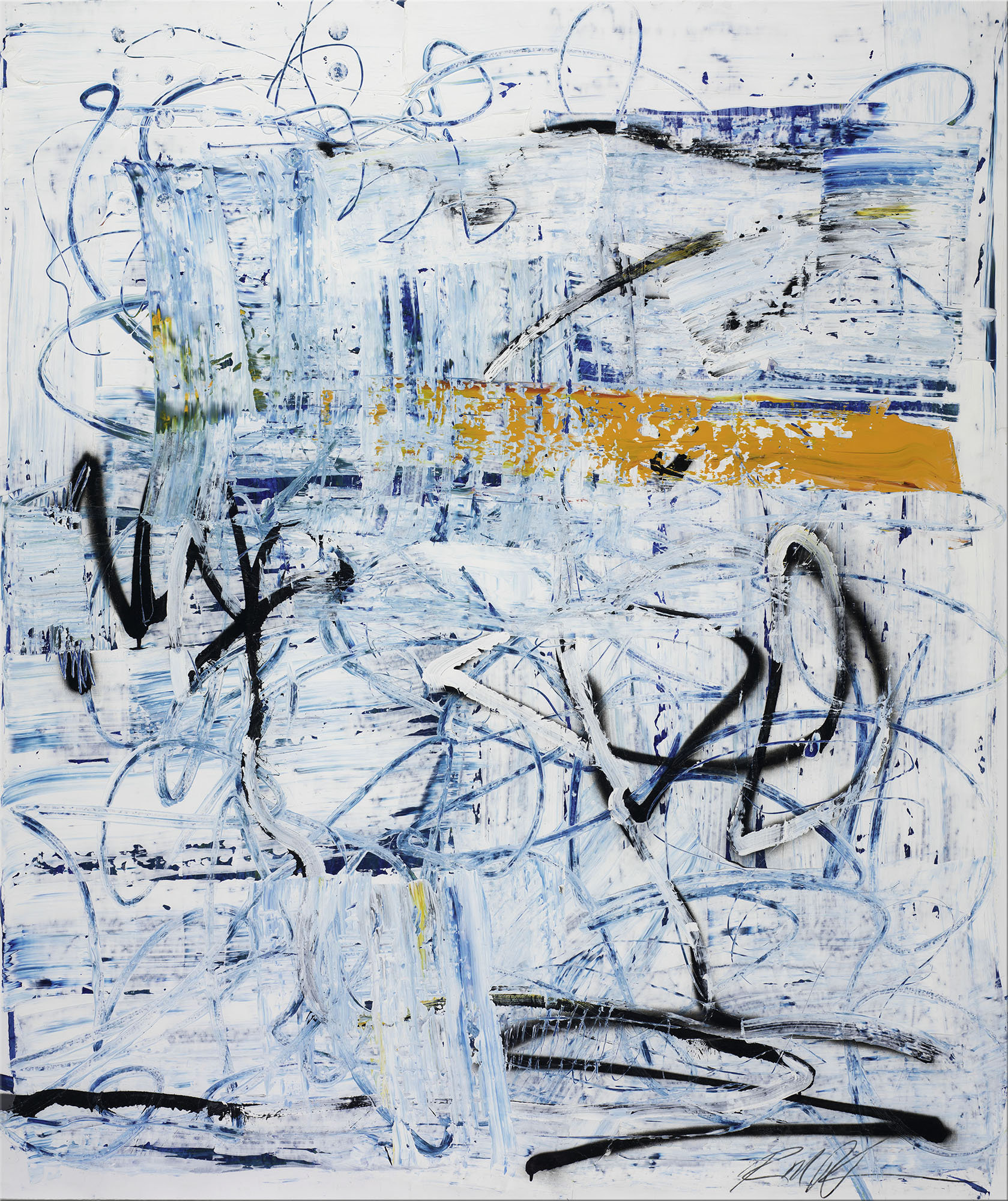 RFA Decor Robert Robinson Blue And White Scribble by - Wrapped Canvas ...