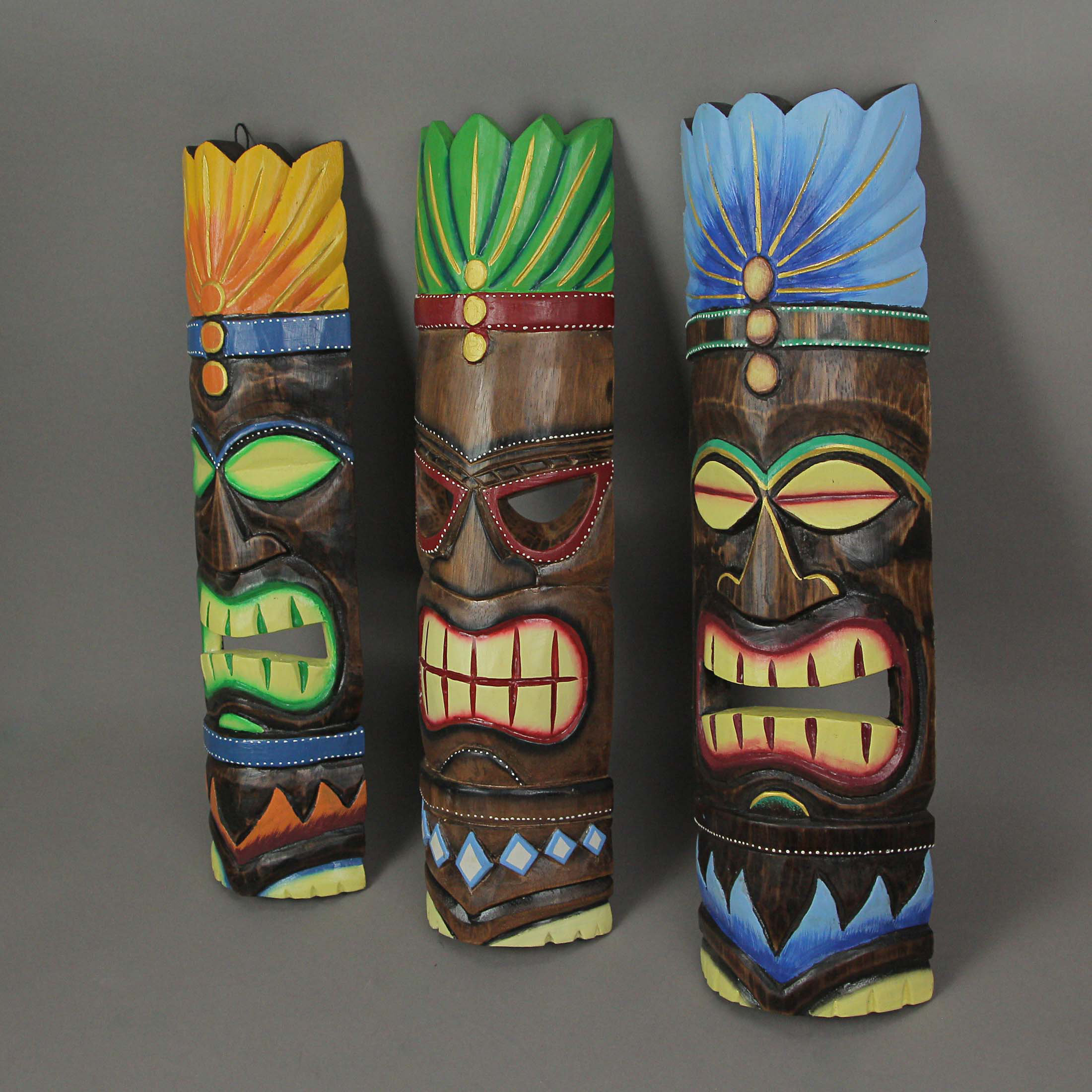 Bay Isle Home 3 Piece Brightly Elemental Tiki Masks Wall Décor Set ...