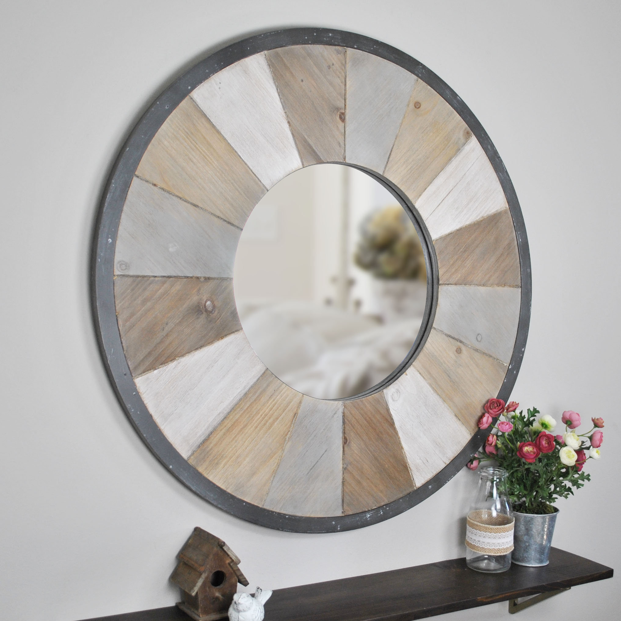 Union Rustic Zephyrine Round Wood Wall Mirror & Reviews | Wayfair