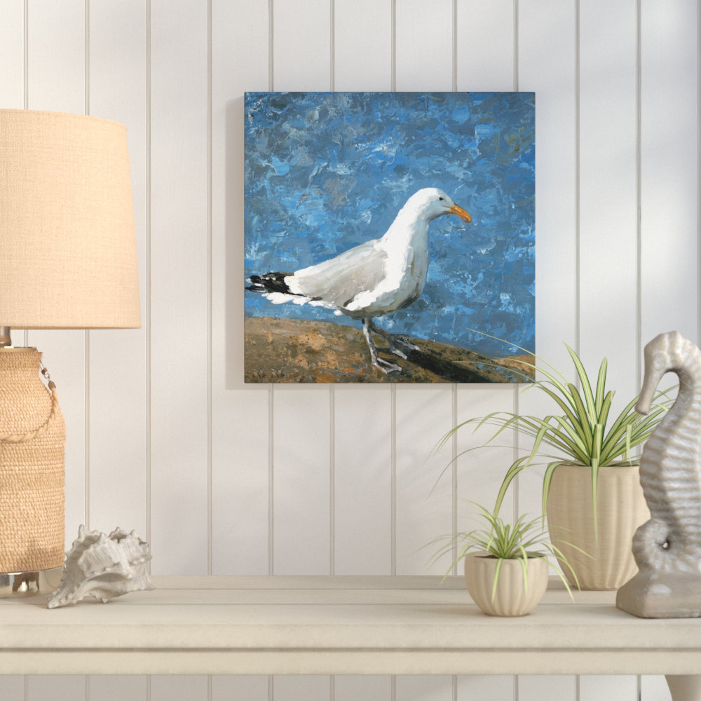 Highland Dunes Painted Coastal Seagull - Print on Canvas | Wayfair