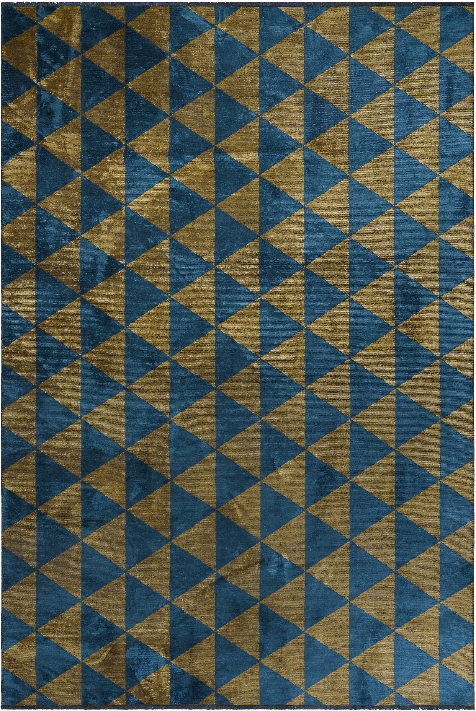 Woven Concepts Rapture Gold/Teal Blue Geometric Luxury Area Rug | Wayfair