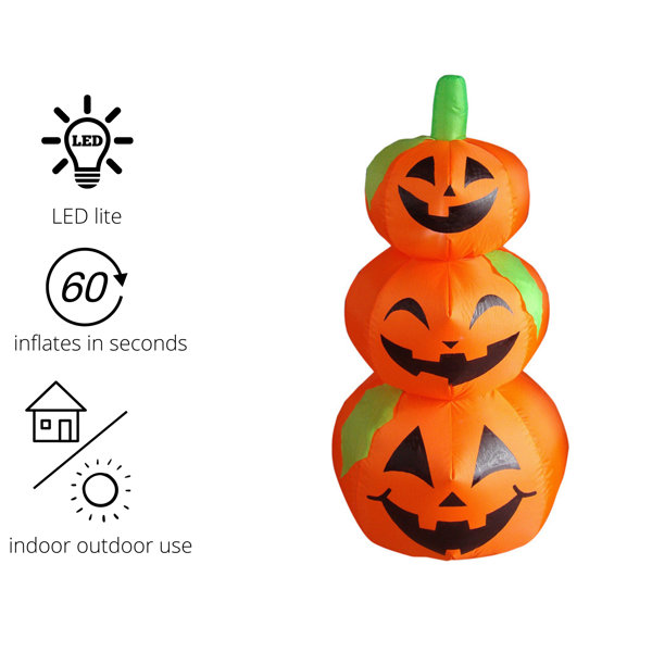 The Holiday Aisle® Outdoor Halloween Pumpkin Stack Inflatable & Reviews ...