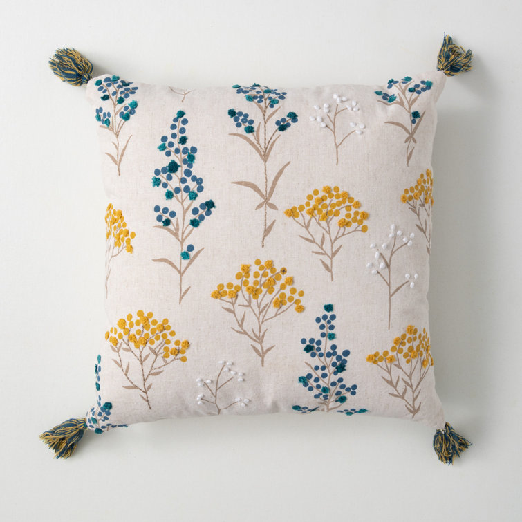17 Stories Embroidered Botanical Decorative Pillow | Wayfair