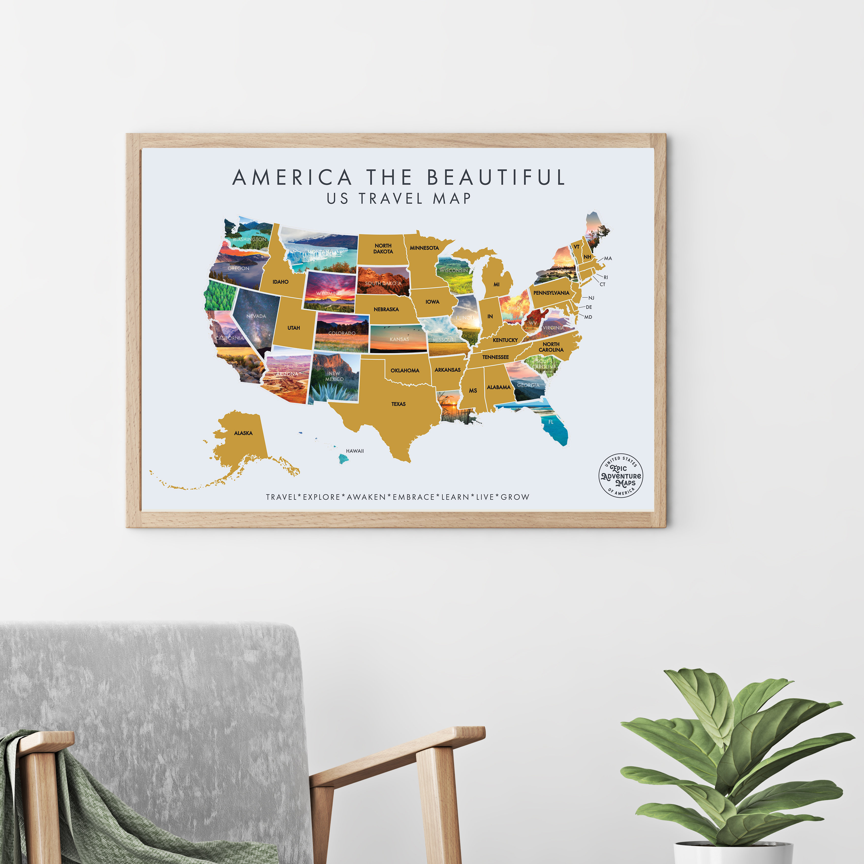Epic Adventure Maps The Beautiful USA Scratch off Travel Map Poster, 17 ...