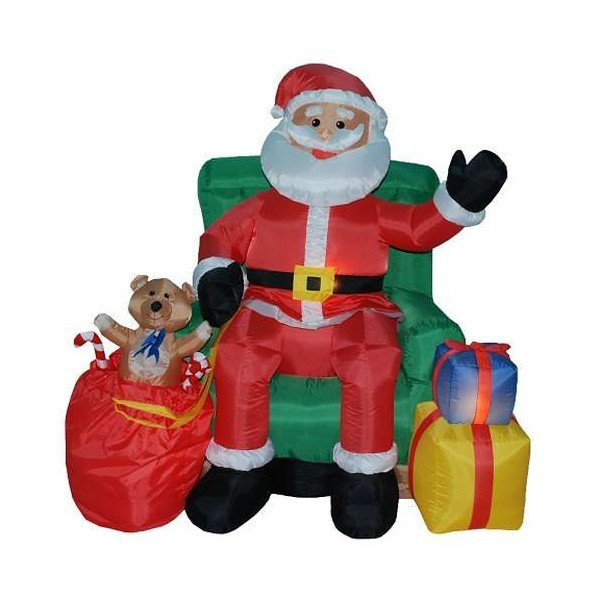 The Holiday Aisle® Christmas Animated Santa Claus in Green Chair ...