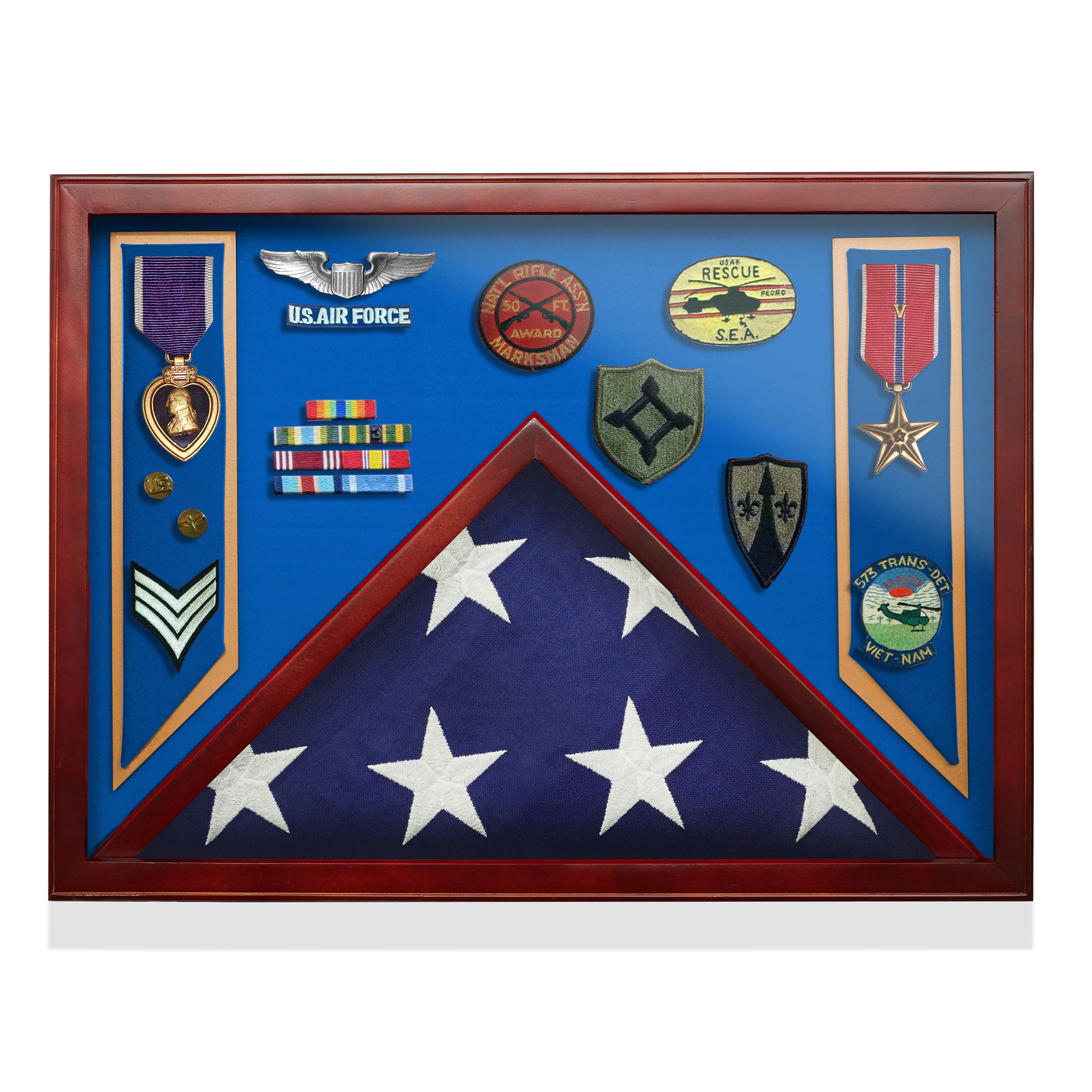 Reminded Military Medal and Burial Flag Shadowbox Display Case | Wayfair